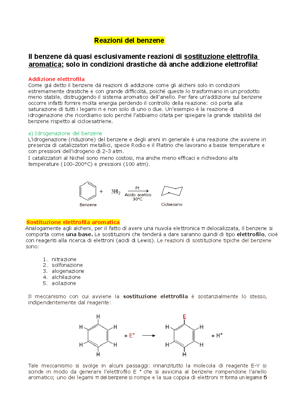 3ACM aromatici 4 - Reazioni del benzene Il benzene dà quasi ...