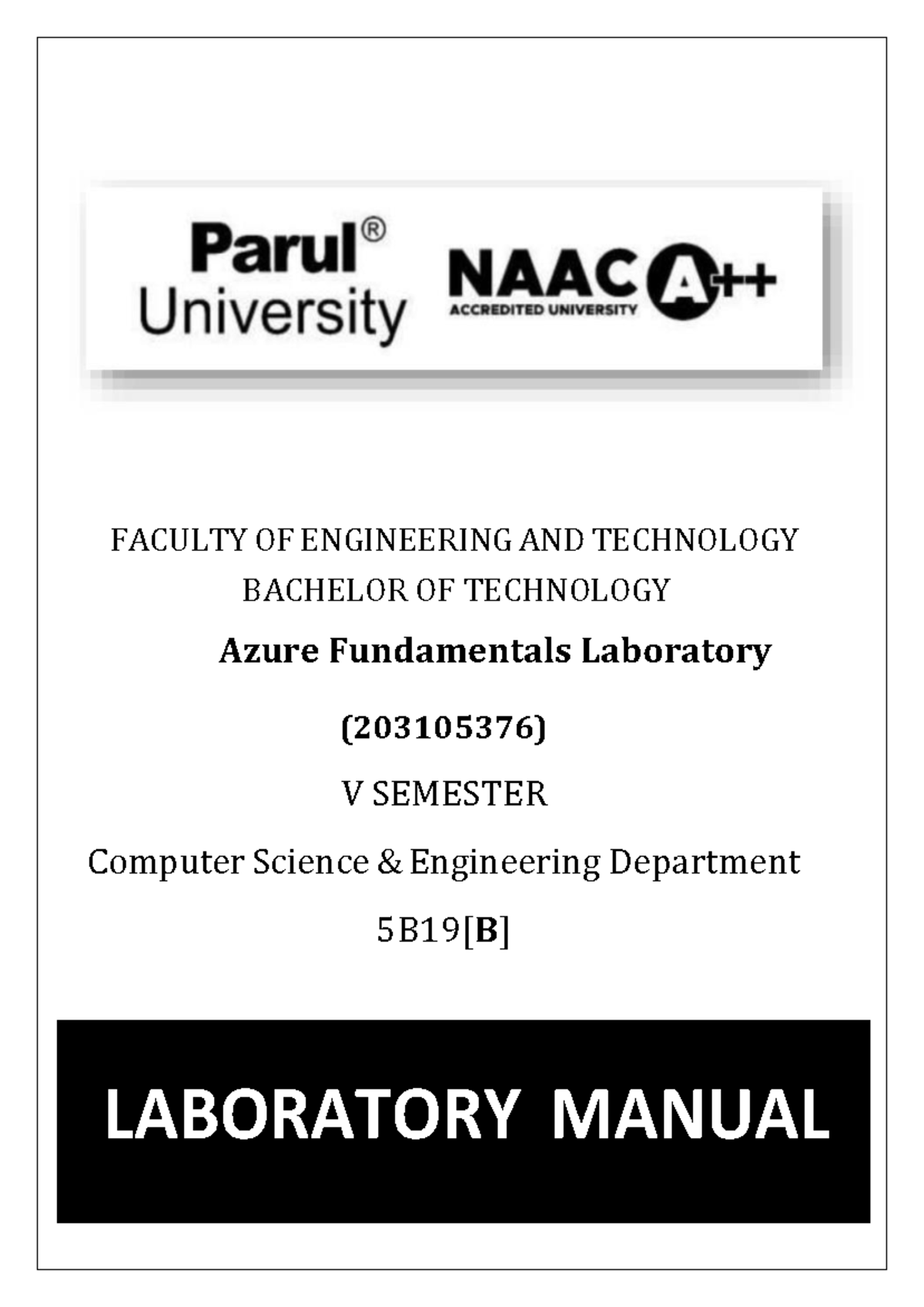 Azure - Lab Practical Material - LABORATORY MANUAL FACULTY OF ENGINEERING AND TECHNOLOGY ...
