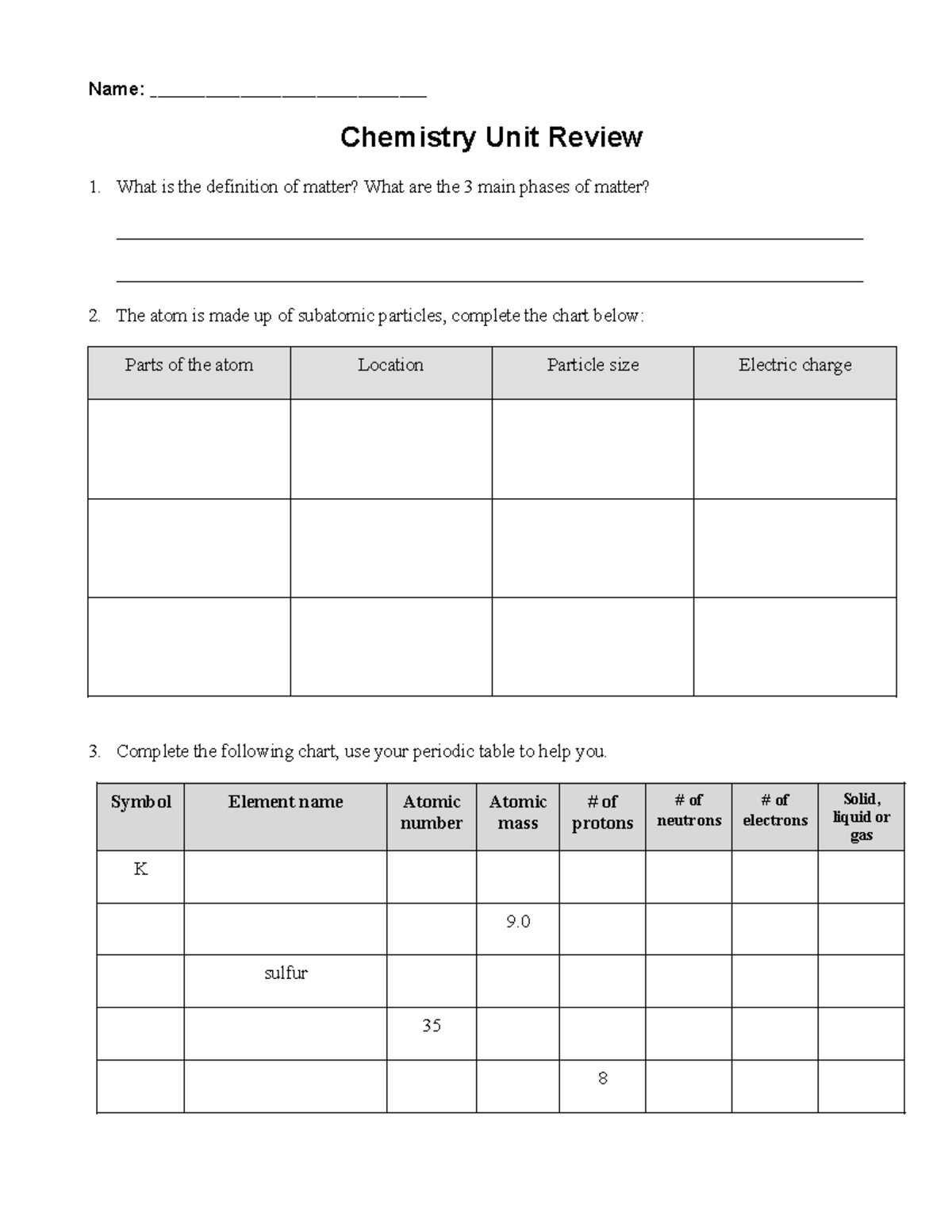 2021 P2 Chem review - good luck - Name ...