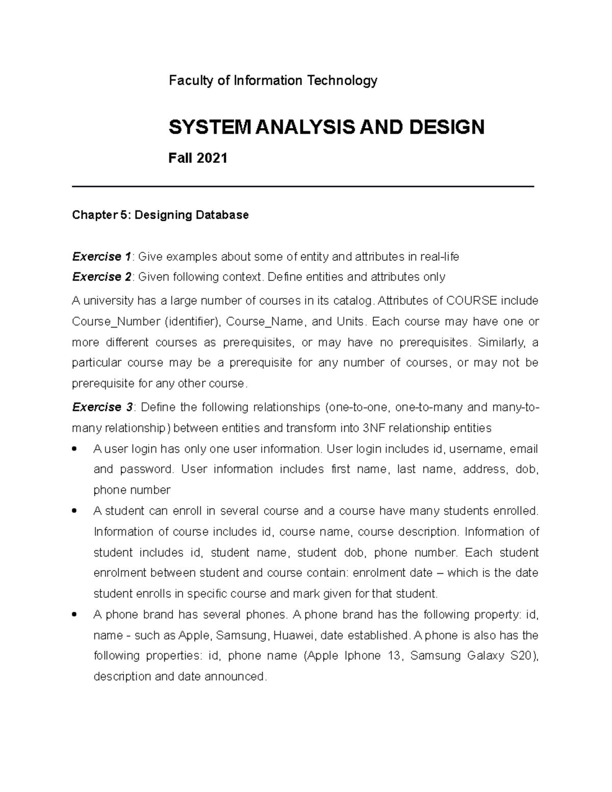 CH05 Tutorial student - solution - Faculty of Information Technology SYSTEM ANALYSIS AND DESIGN ...