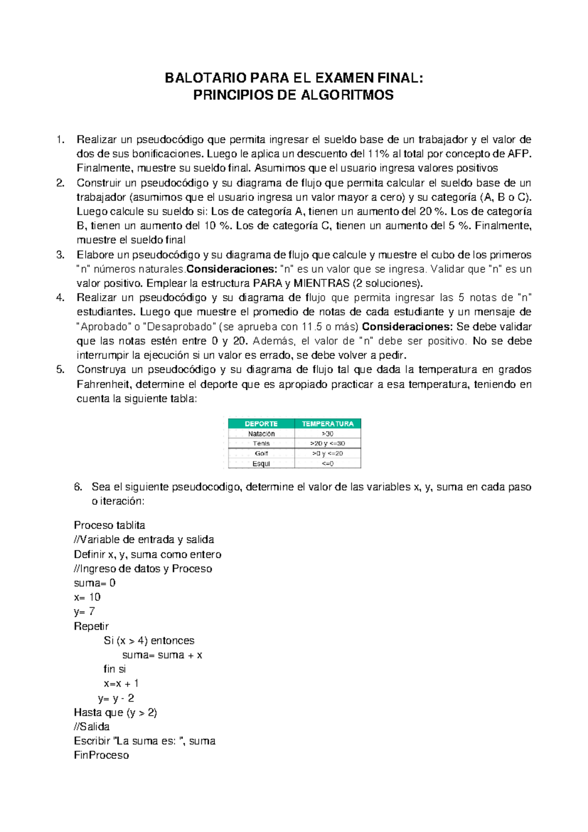Balotario PARA EL Examen Final PDA2024 - BALOTARIO PARA EL EXAMEN FINAL: PRINCIPIOS DE ...