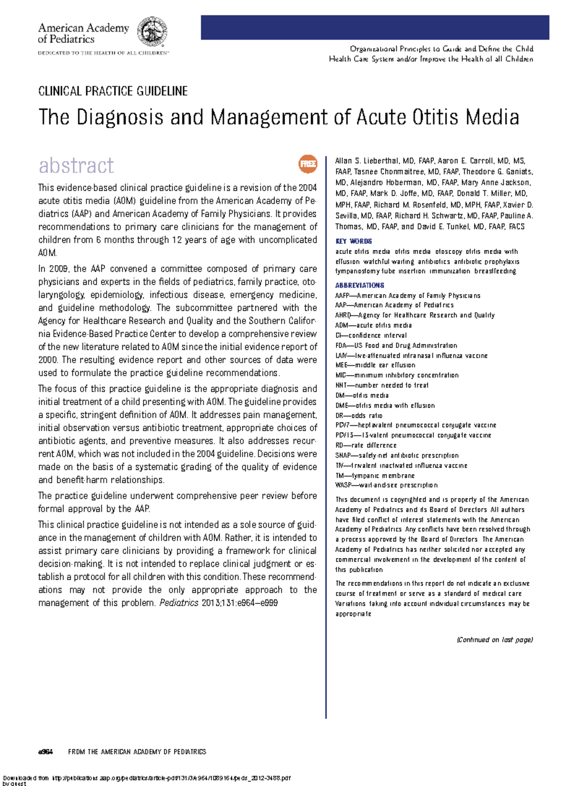 Article for AOM-Clinical Doc note #3 - CLINICAL PRACTICE GUIDELINE The ...