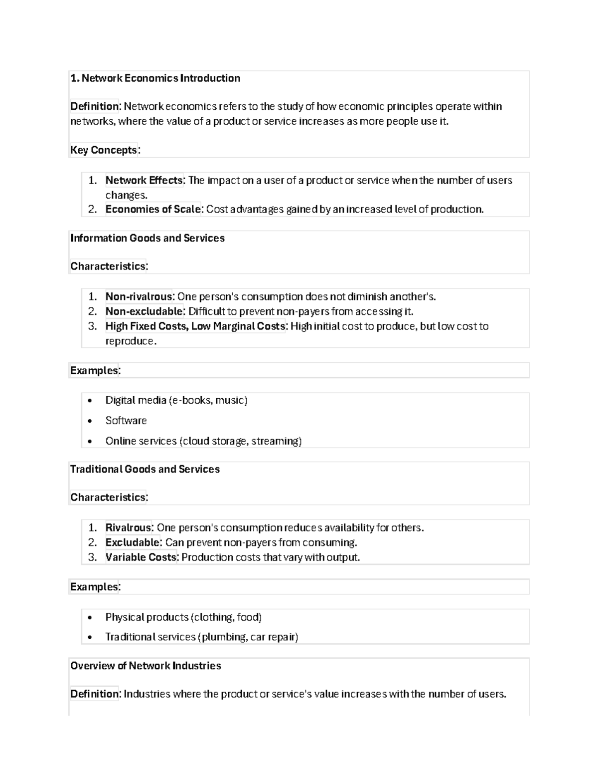 EONI - Summary economics of network industries - Network Economics ...