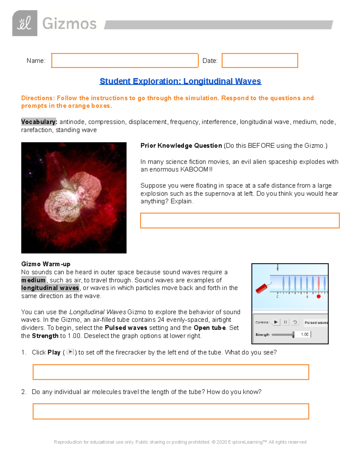 Copy of Longitudinal Waves SE - Name: Date: Student Exploration ...