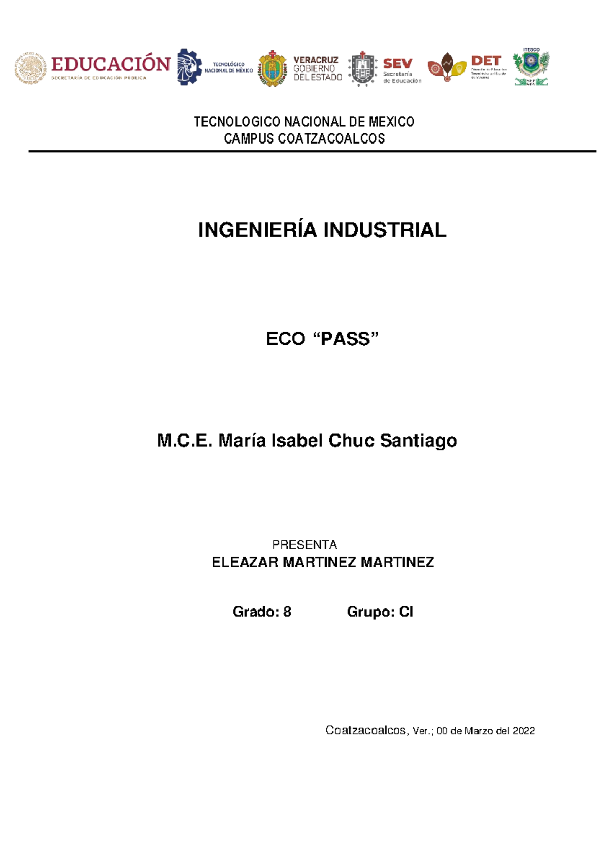 ECO PASS - TECNOLOGICO NACIONAL DE MEXICO CAMPUS COATZACOALCOS ...