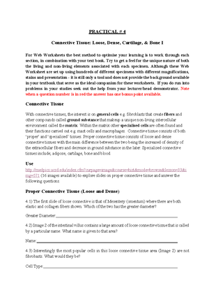 Lab Worksheet One - Histology - Lab Worksheet One Structure, Function ...