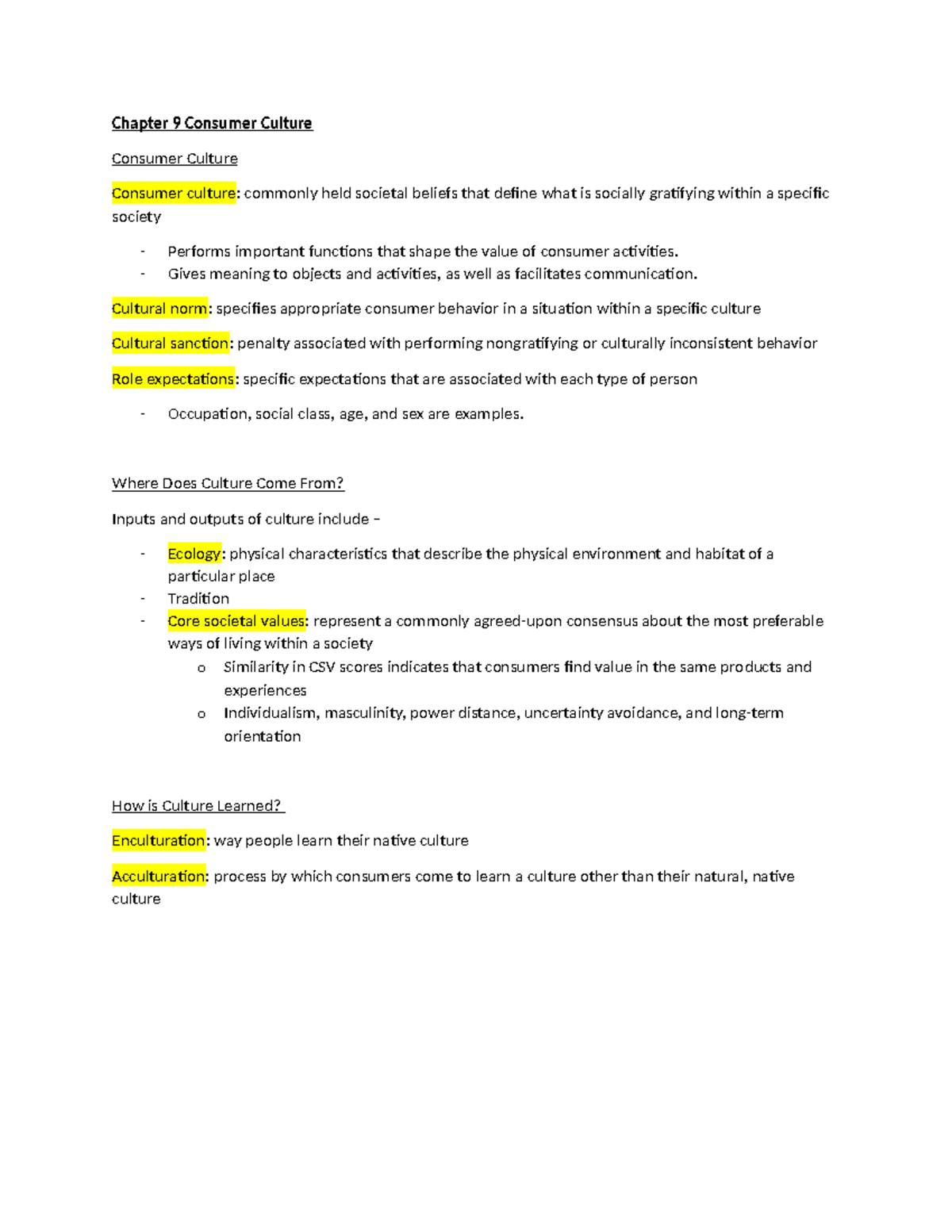Chapter 9 Consumer Culture - Chapter 9 Consumer Culture Consumer ...