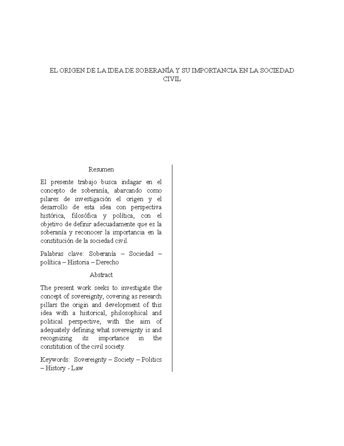 EL Origen DE LA IDEA DE Soberanía Y SU Importancia EN LA Sociedad Civil ...