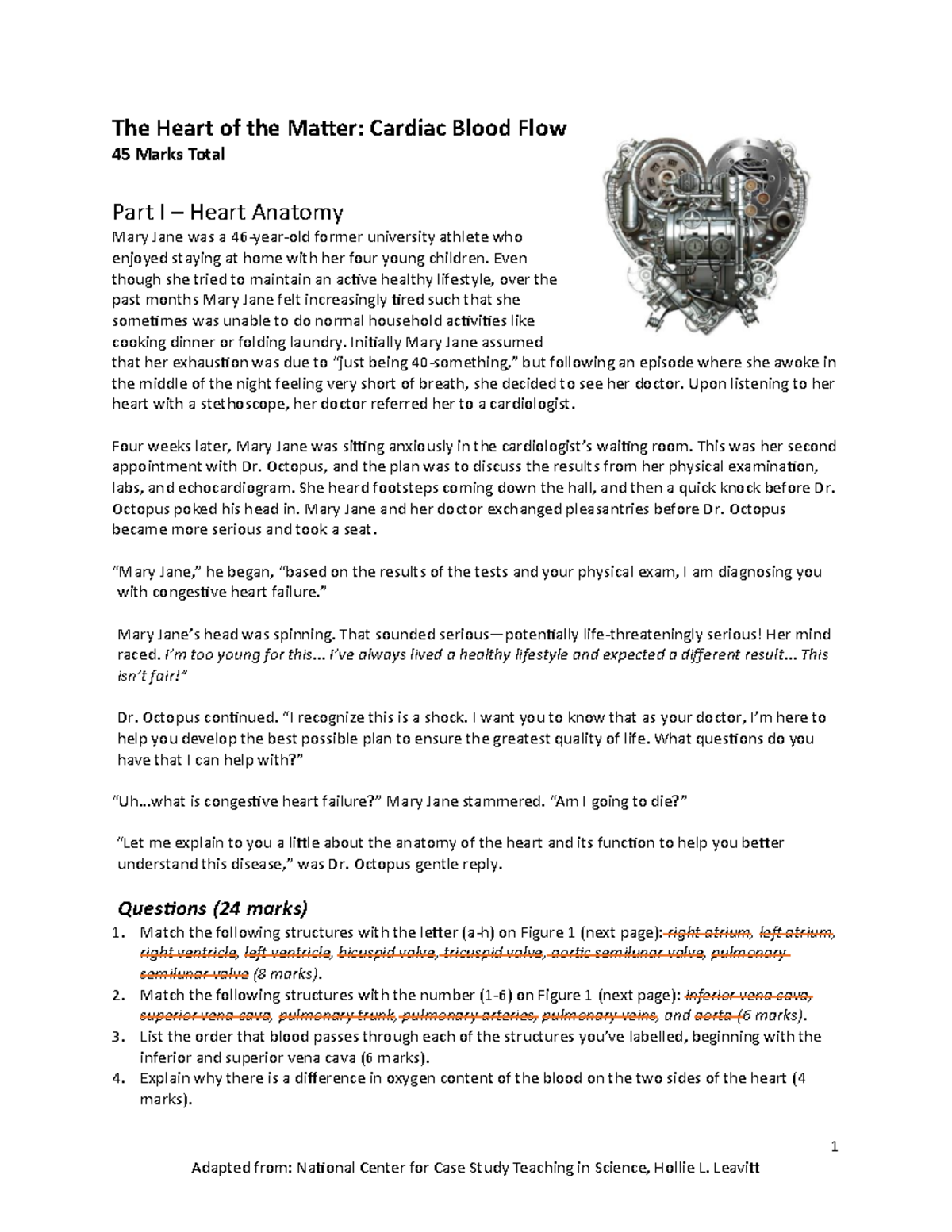 CASE Study #1 - Cardiovascular - 1 The Heart of the Matter: Cardiac ...