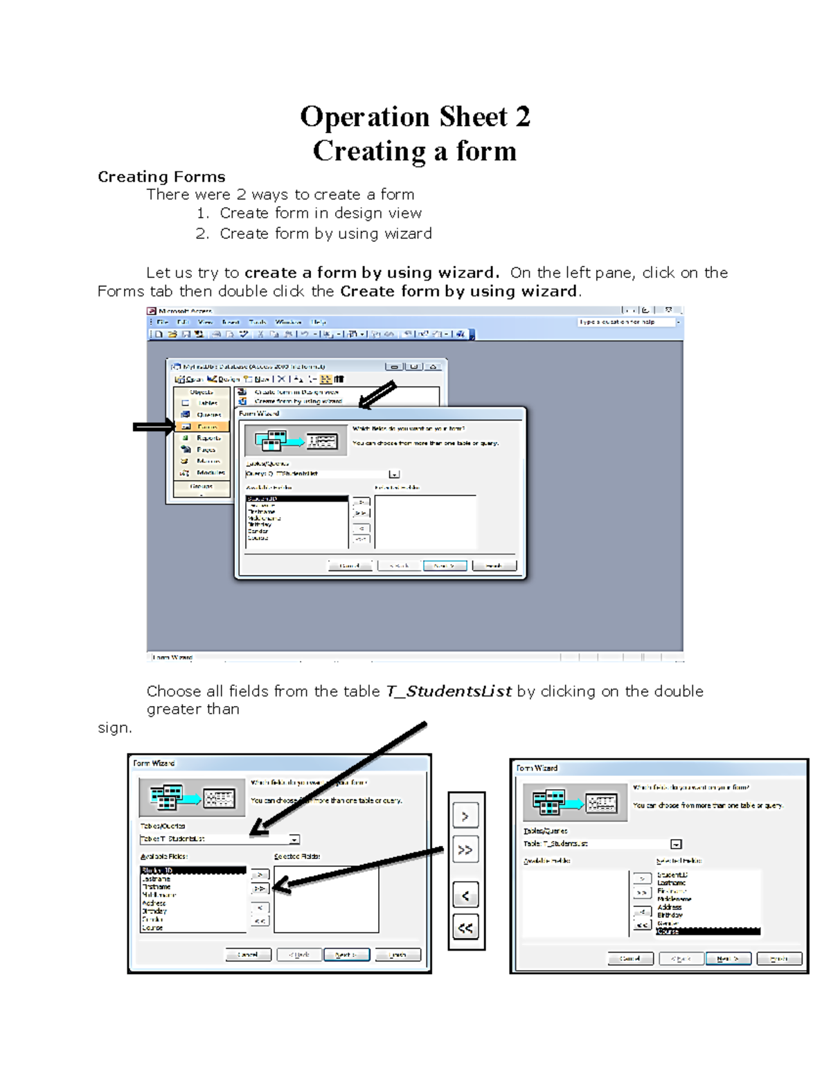 Operation Sheet 2 - djkdnk - Operation Sheet 2 Creating a form Creating ...