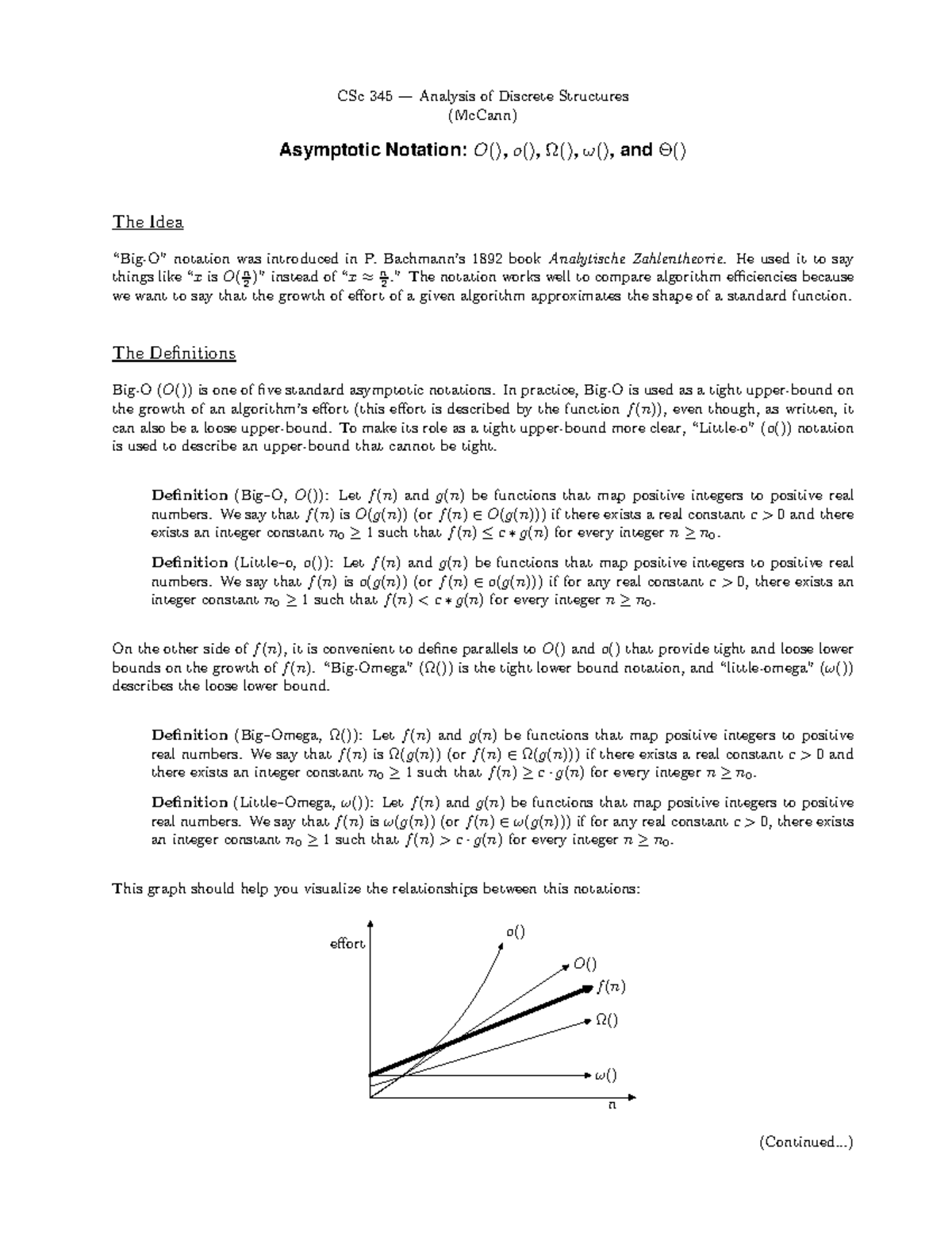 Asymptotic Notations Exampractice Csc 345 — Analysis Of Discrete Structures Mccann