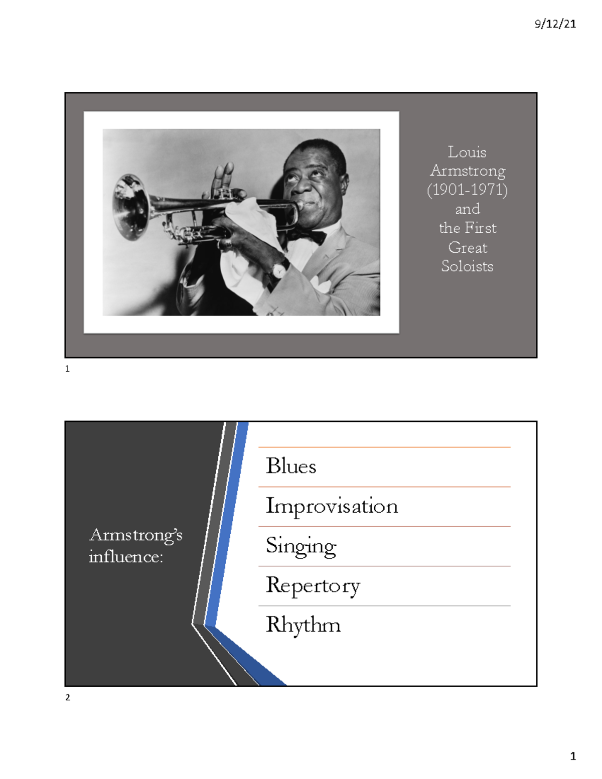 Jazz Appreciation Chpt. 4 slides - Louis Armstrong (1901-1971) and the ...