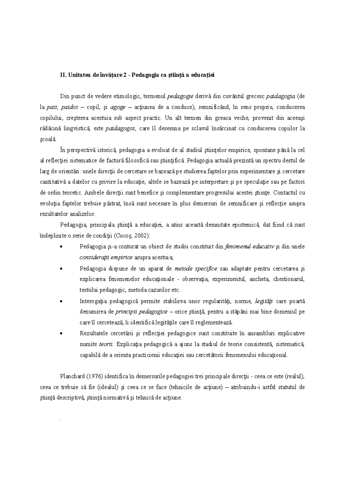 Fundam Pedagogiei unitatea 2 - curs - II. Unitatea de învăţare 2 ...
