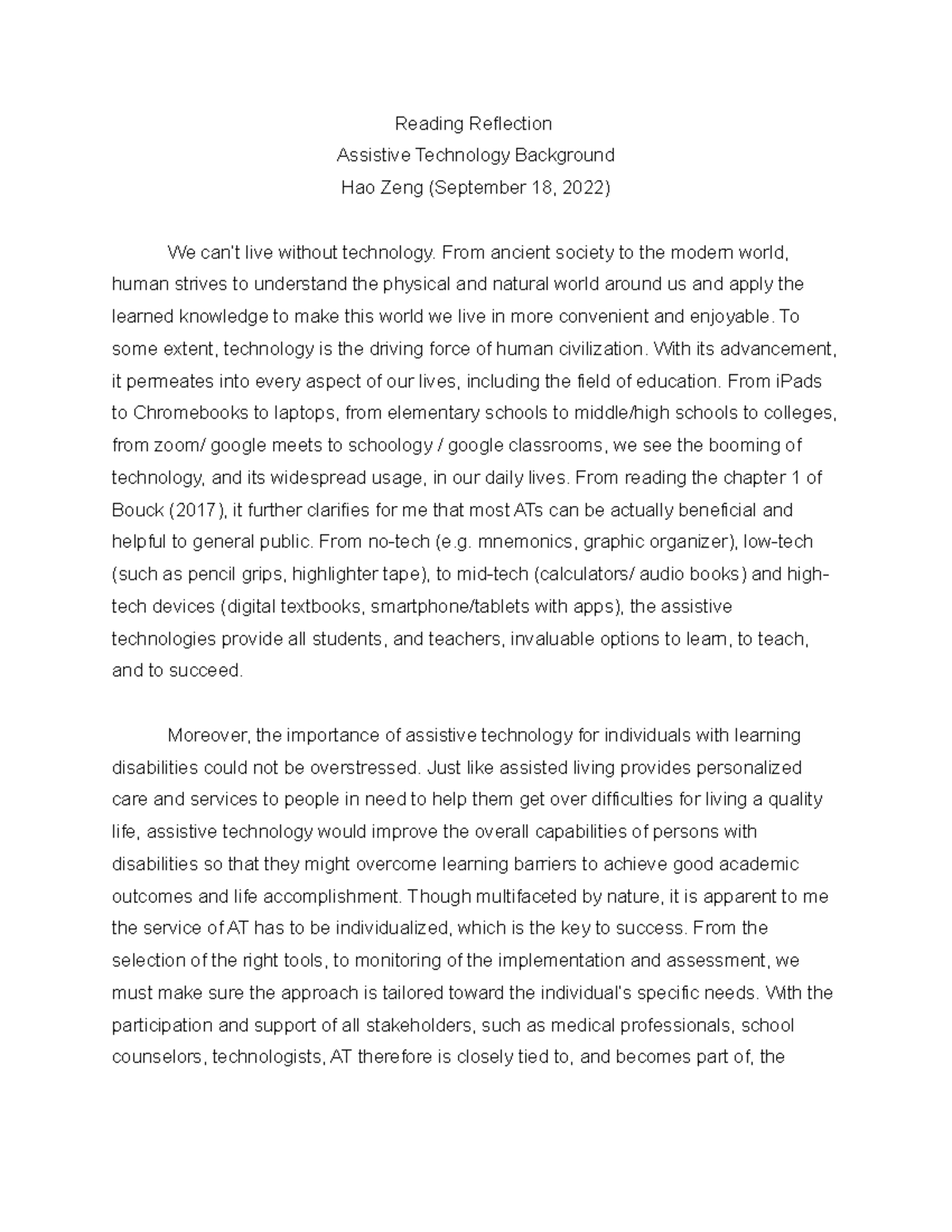 Zeng-9 - Reflection - Reading Reflection Assistive Technology ...