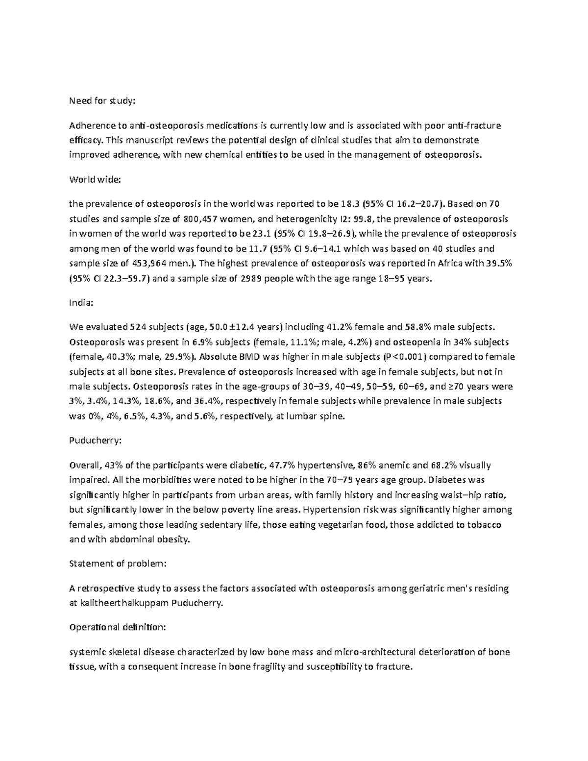 Need for study deva - Good - Need for study: Adherence to anti ...