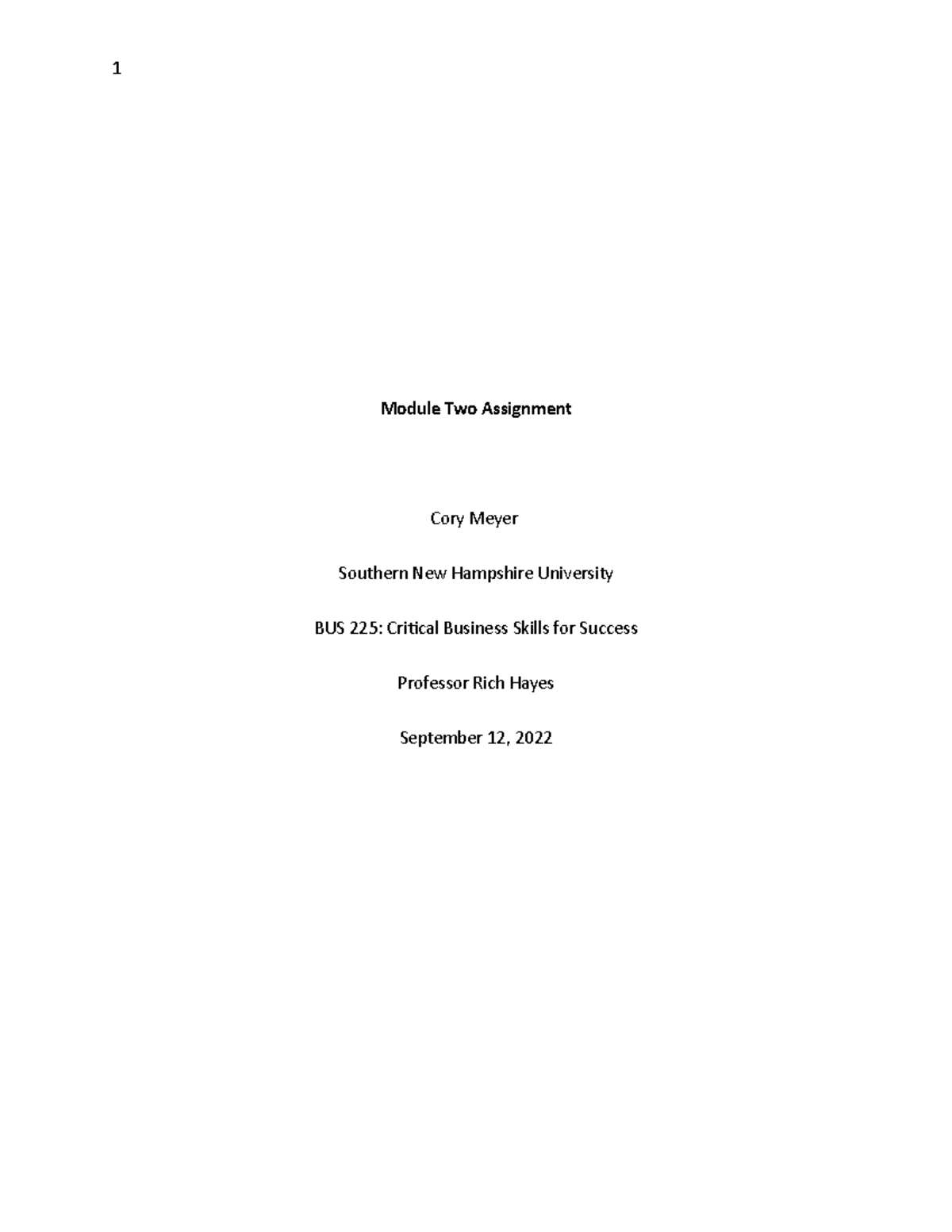 BUS225 Module Two Assignment - 1 Module Two Assignment Cory Meyer ...
