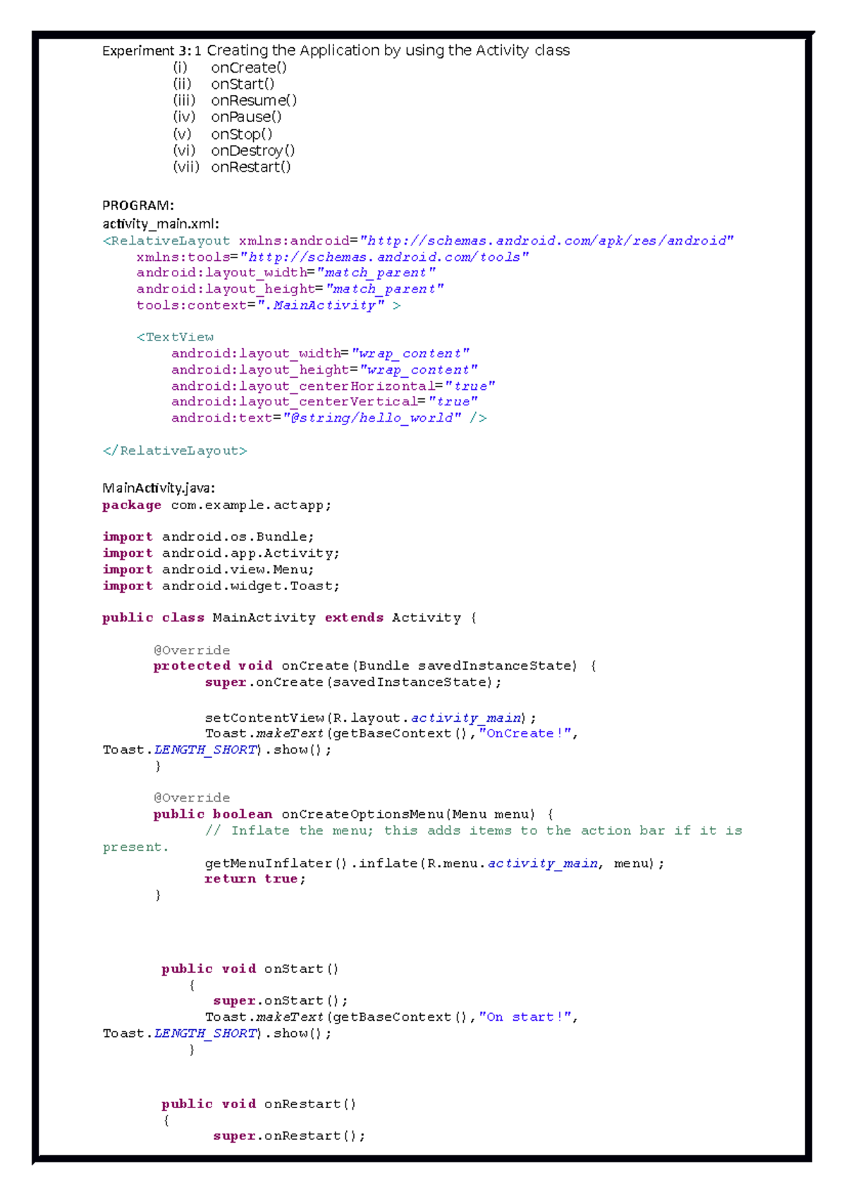 MAD LAb Manual SRIT - GOOD - Experiment 3: 1 Creating the Application ...