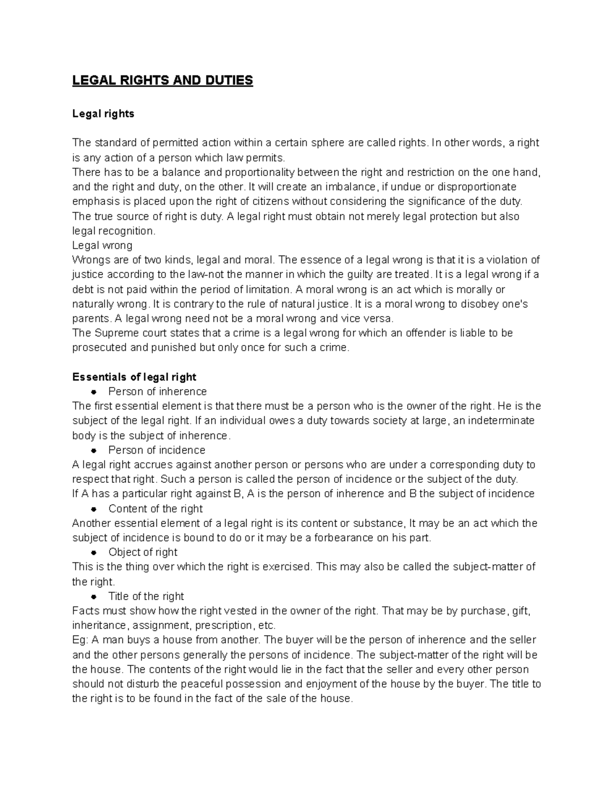 Legal Rights AND Duties - LEGAL RIGHTS AND DUTIES Legal rights The ...