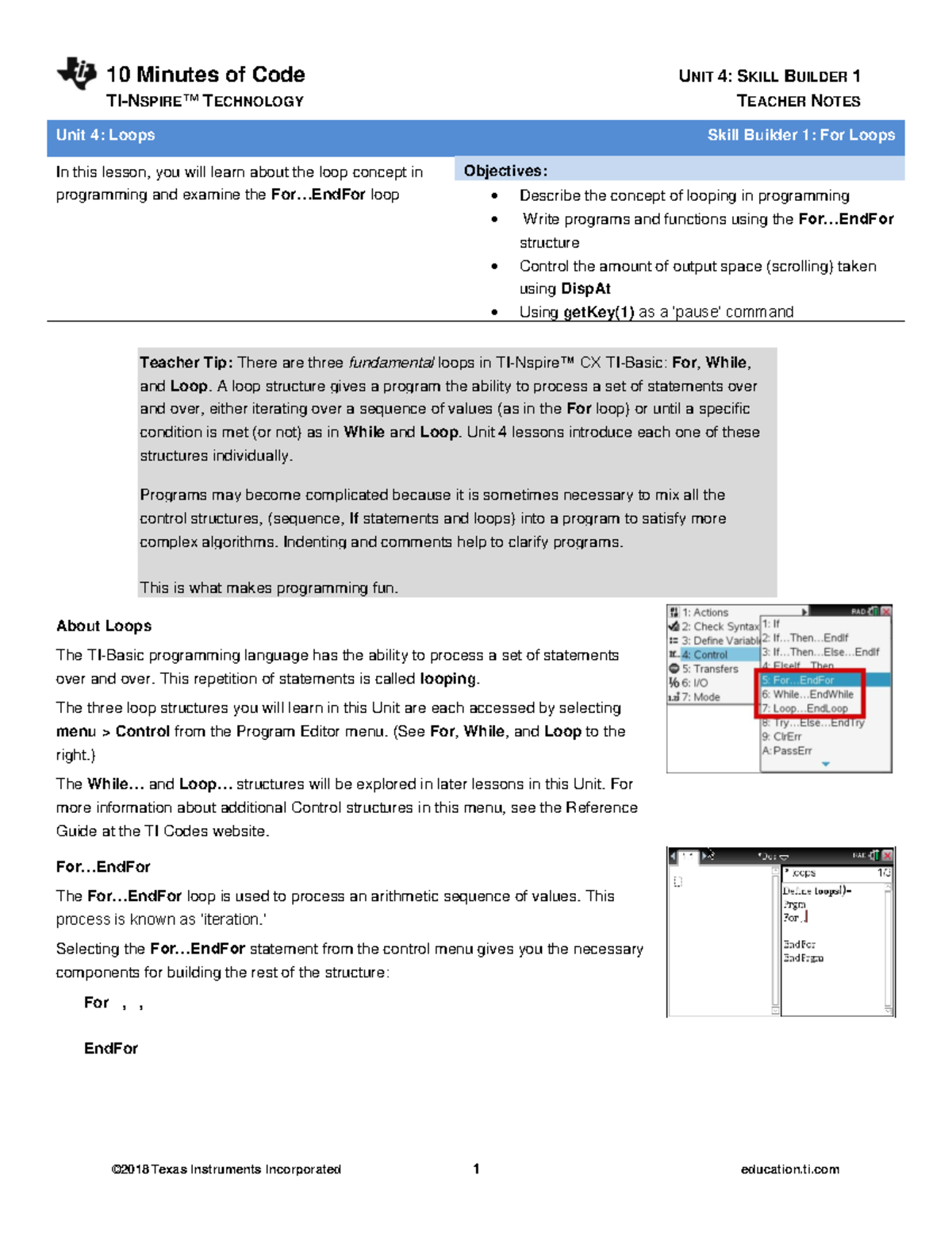Unit 4 SB1 Nspire Teacher - TI-NSPIRE™ TECHNOLOGY TEACHER NOTES Unit 4 ...