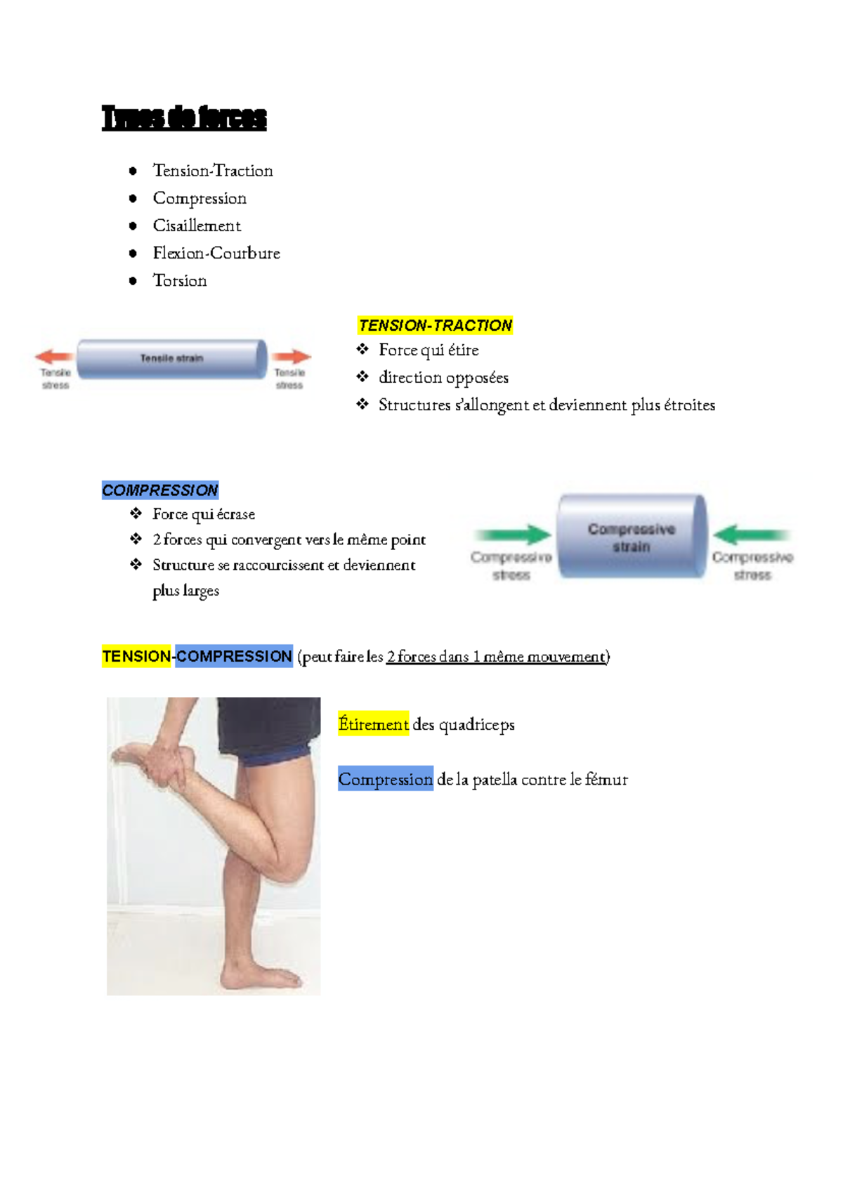 ANM-1004 cours 2 - Types de forces Tension-Traction Compression ...