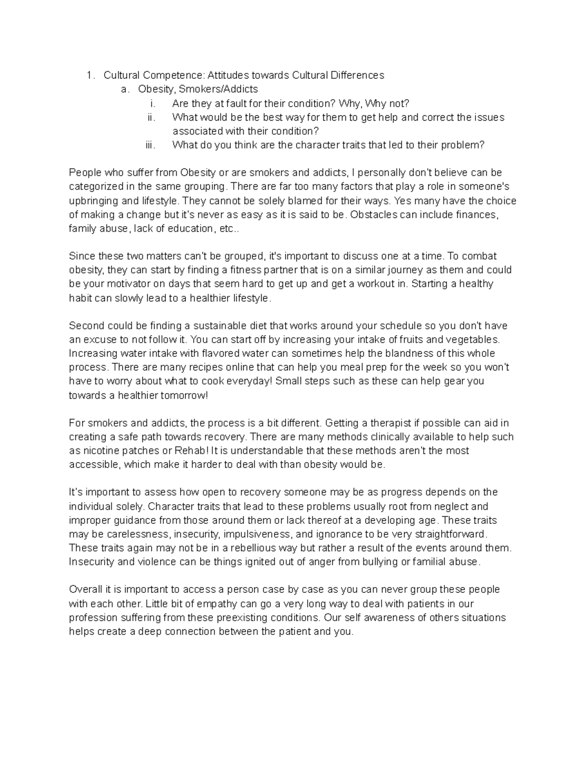 Homework 4 - Cultural Competence: Attitudes towards Cultural ...