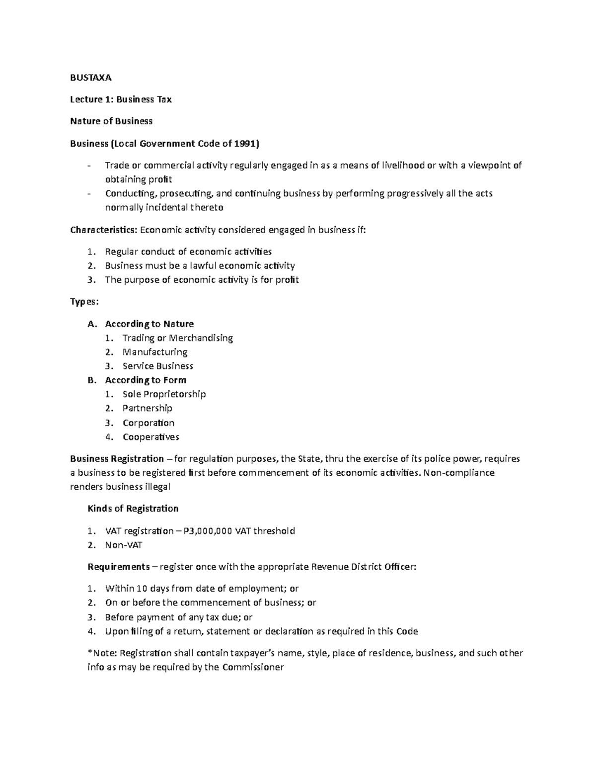 Business Taxation - Summary of Business Taxation Background Up to Value ...