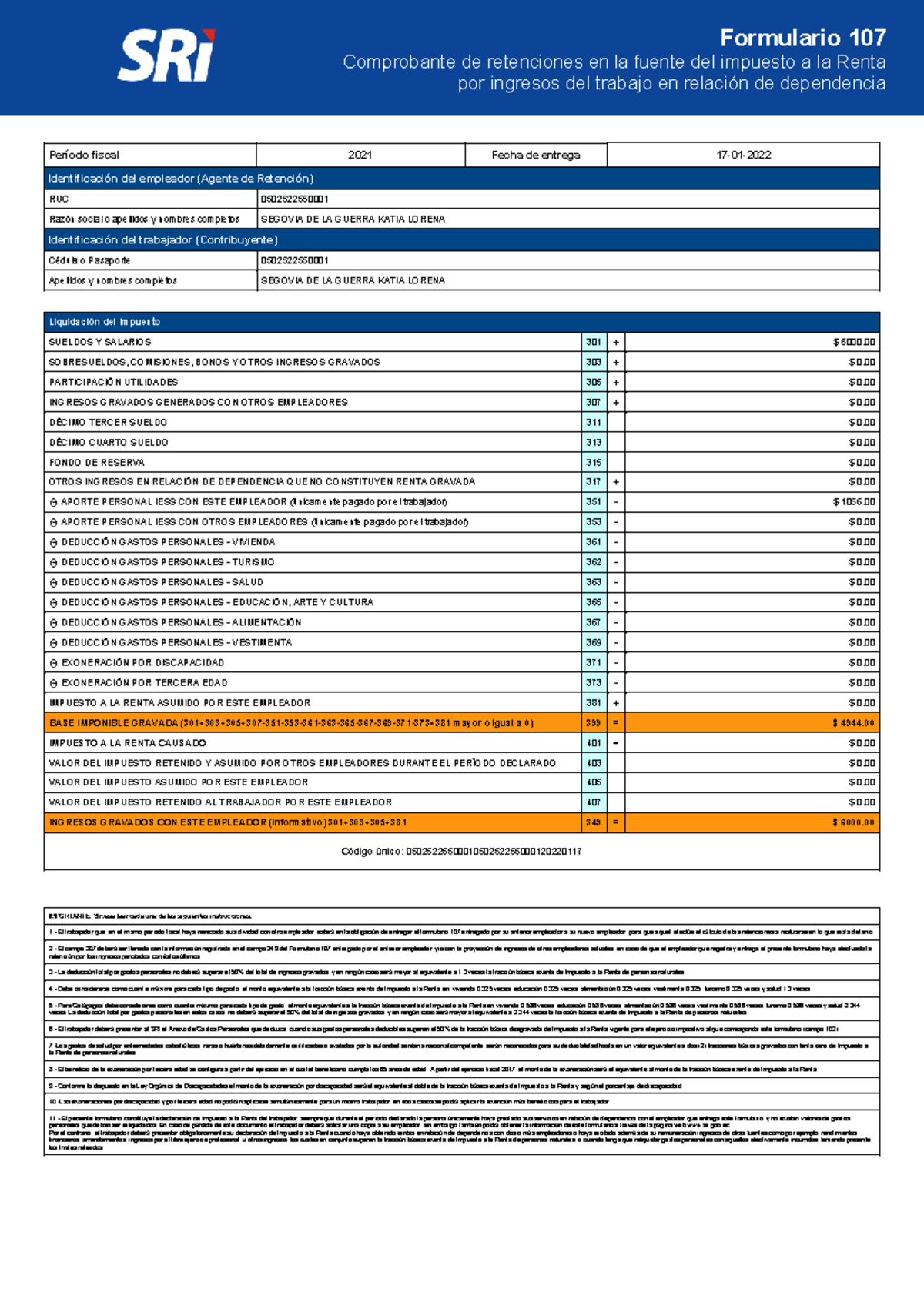 Reporte - n/a - Formulario 107 Comprobante de retenciones en la fuente ...