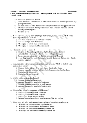 Week 12 Revision Tutorial - MCD2020 Microeconomics Tutorial 12 Revision Questions Q Monica and ...