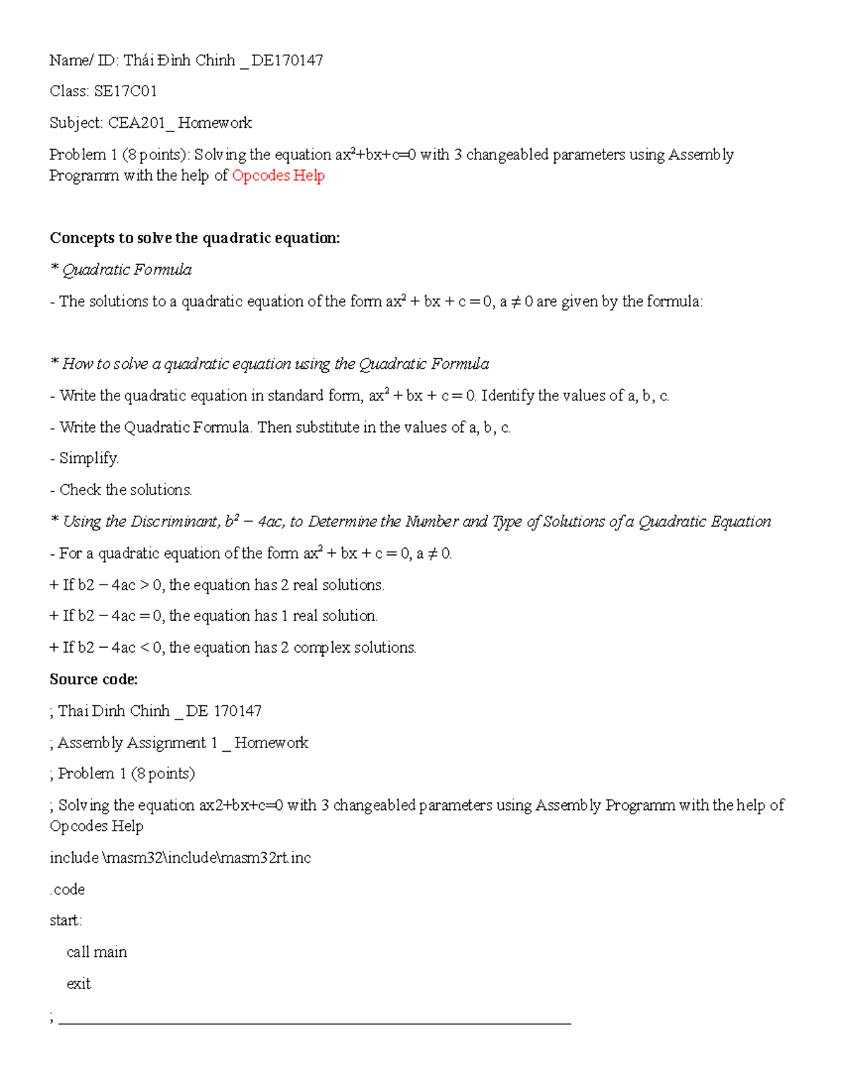 Thai Dinh Chinh DE170147 Homework - Name/ ID: Thái Đình Chinh _ DE Class: SE17C Subject: CEA201 ...