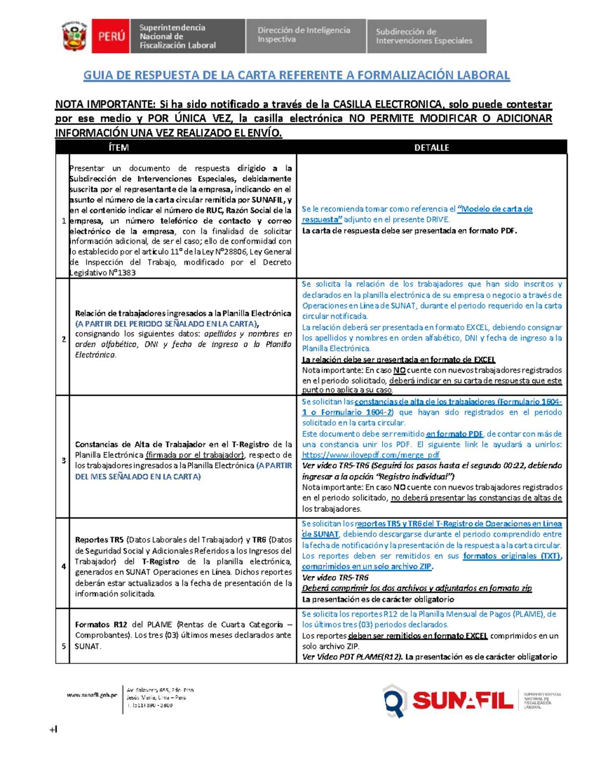1. Guía de respuesta de la Carta -SDIE - +l GUIA DE RESPUESTA DE LA ...