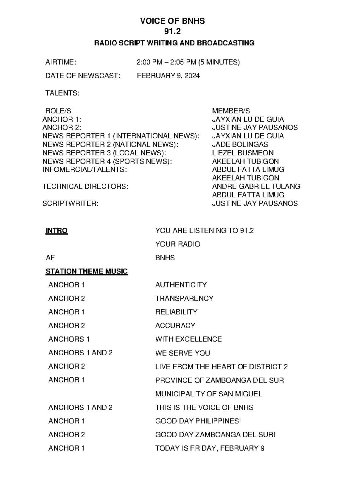 Radio-broadcasting-script final-na-final - AIRTIME: 2:00 PM – 2:05 PM ...