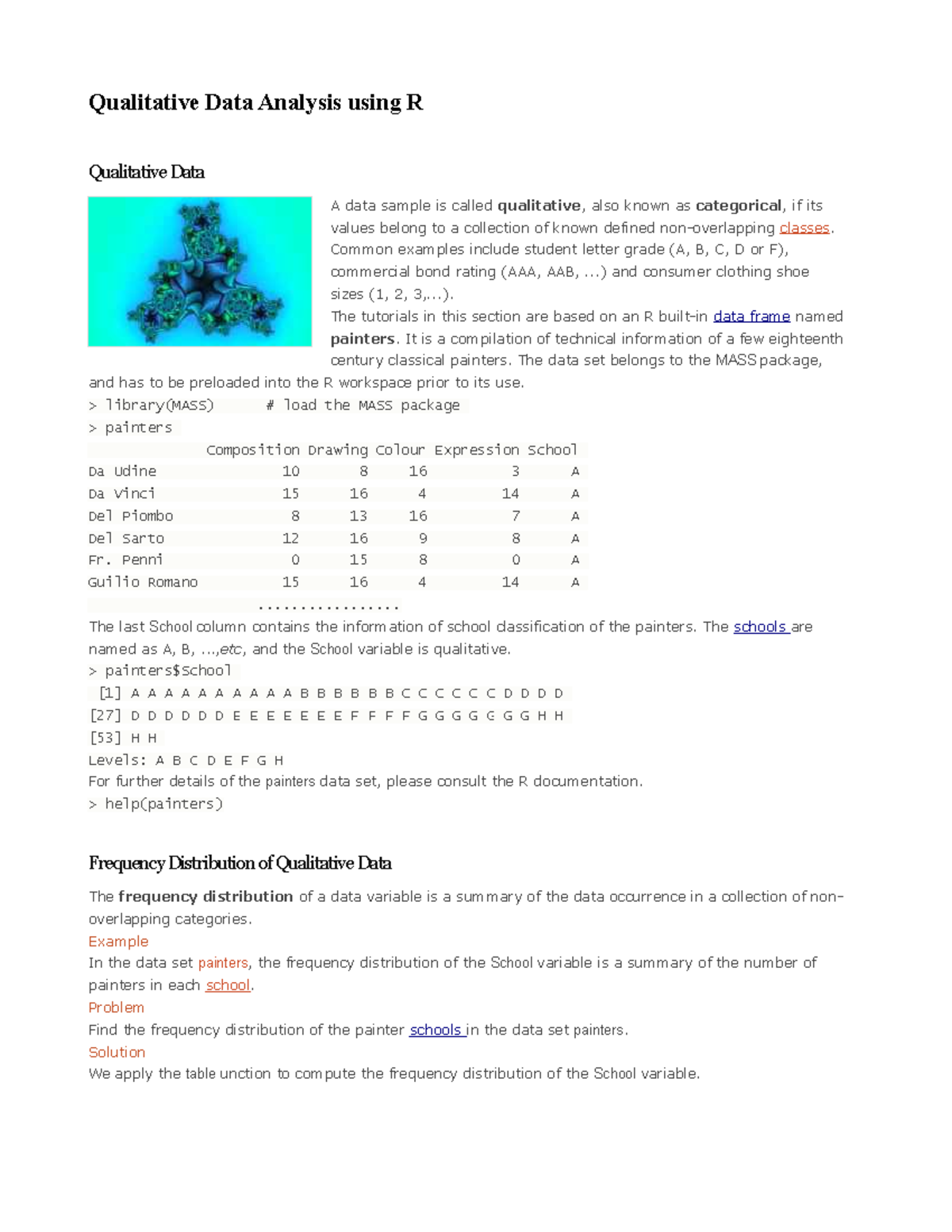 Qualitative Data - Useful instructions for the first assignment ...