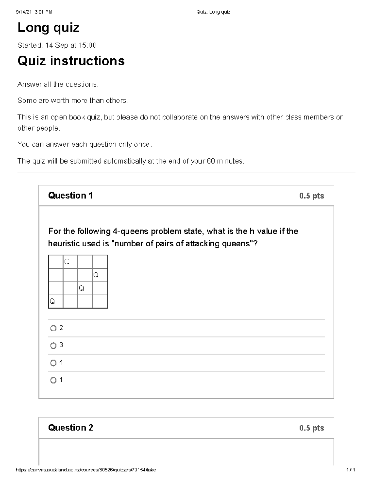 Quiz Long quiz for compsci 367 2021 - Long quiz Started: 14 Sep at 15 ...