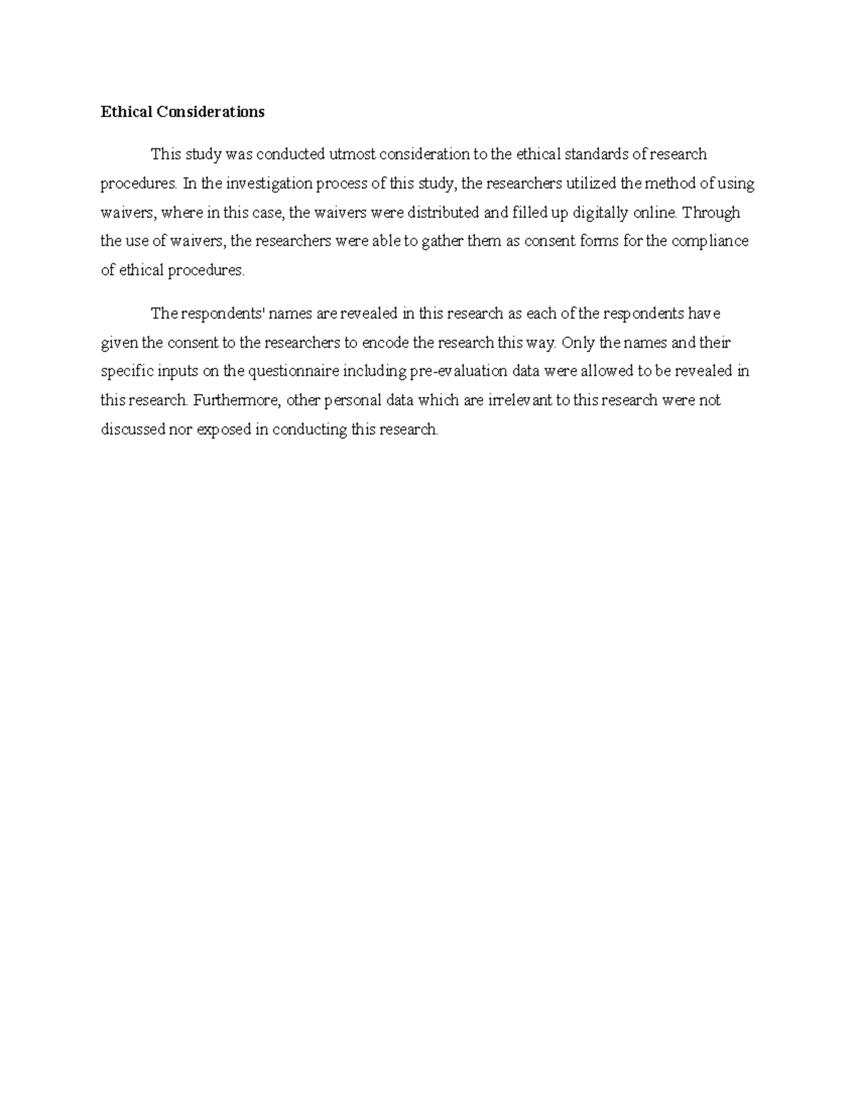 Ethical Considerations-Recommendation - Ethical Considerations This ...