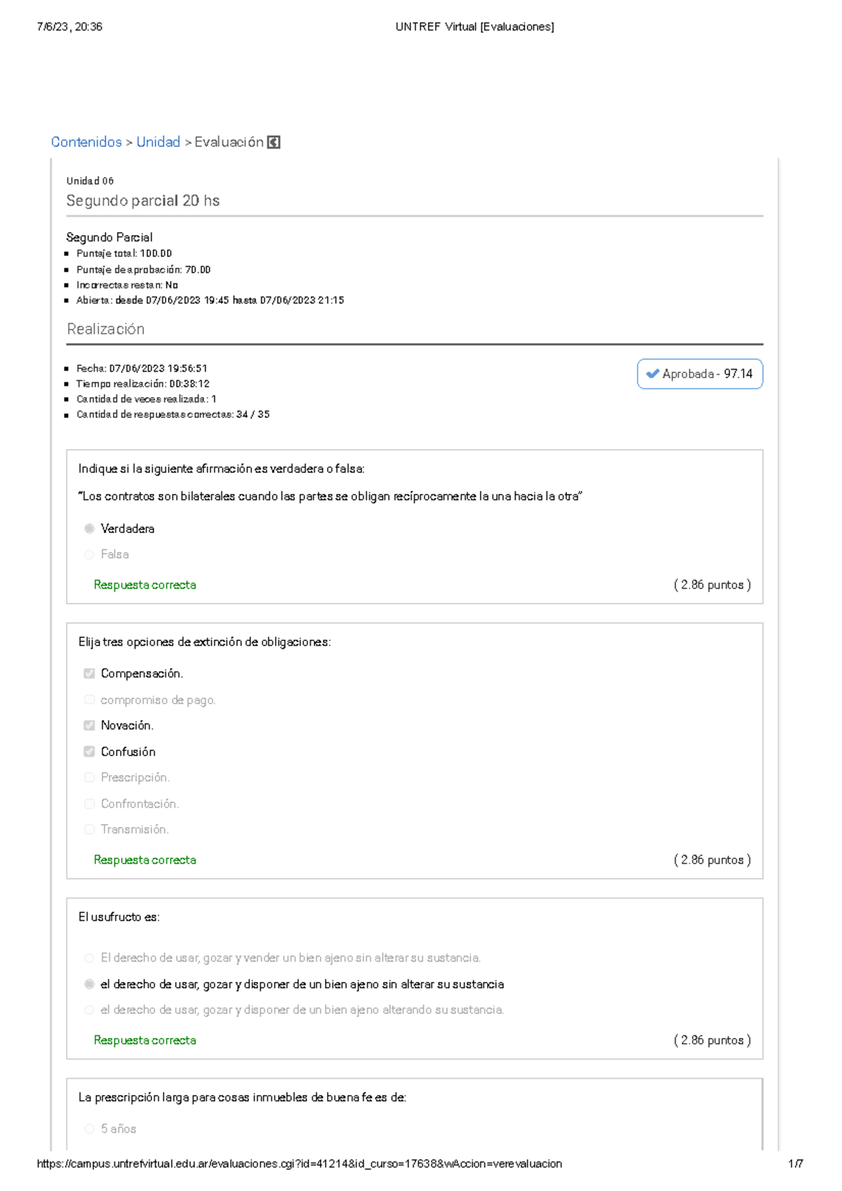 Untref Virtual [Evaluaciones] 2 parcial - Contenidos > Unidad > Evaluación Unidad 06 Segundo ...