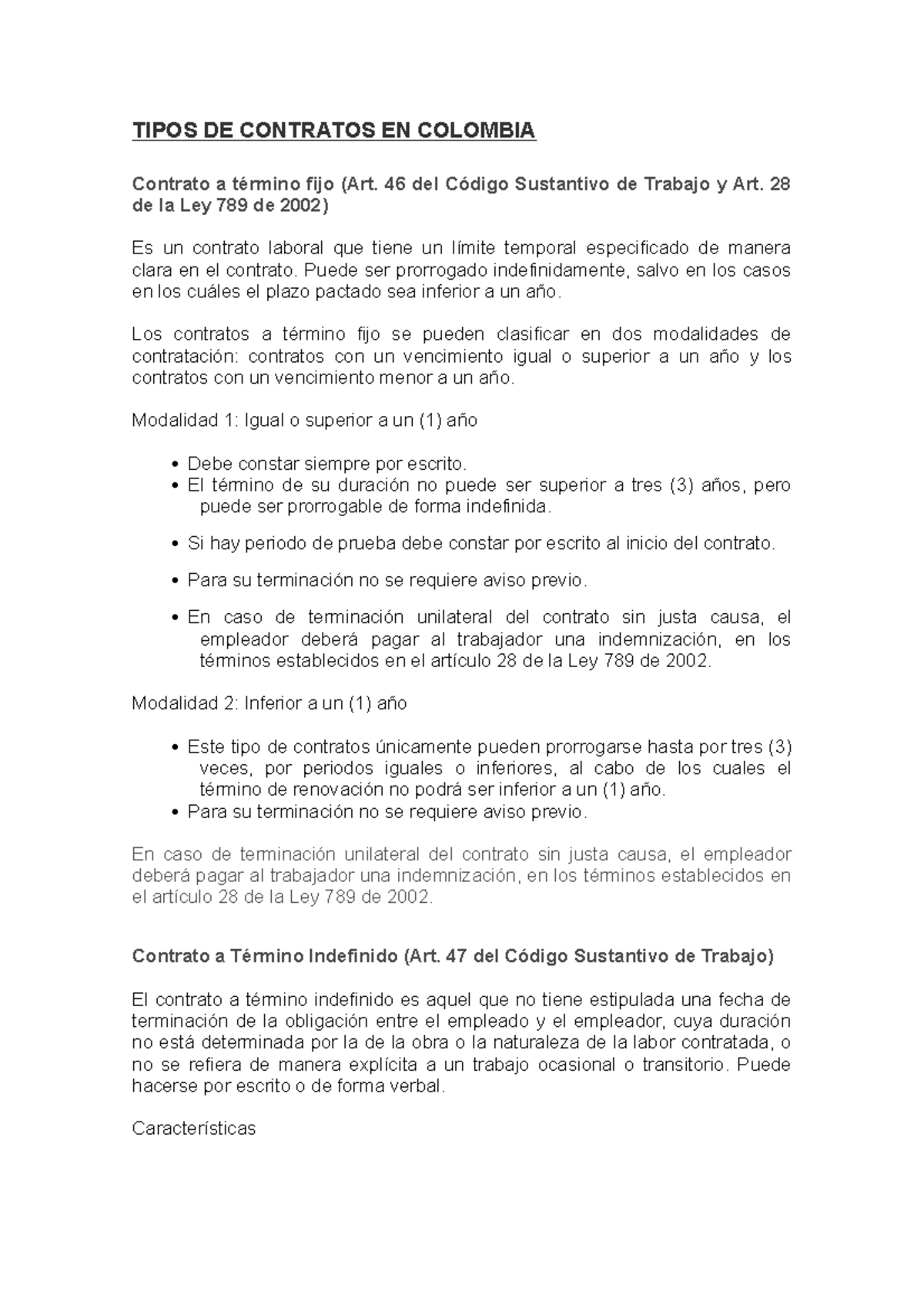 Tipos DE Contratos EN Colombia - Gerencia del Talento Humano ...