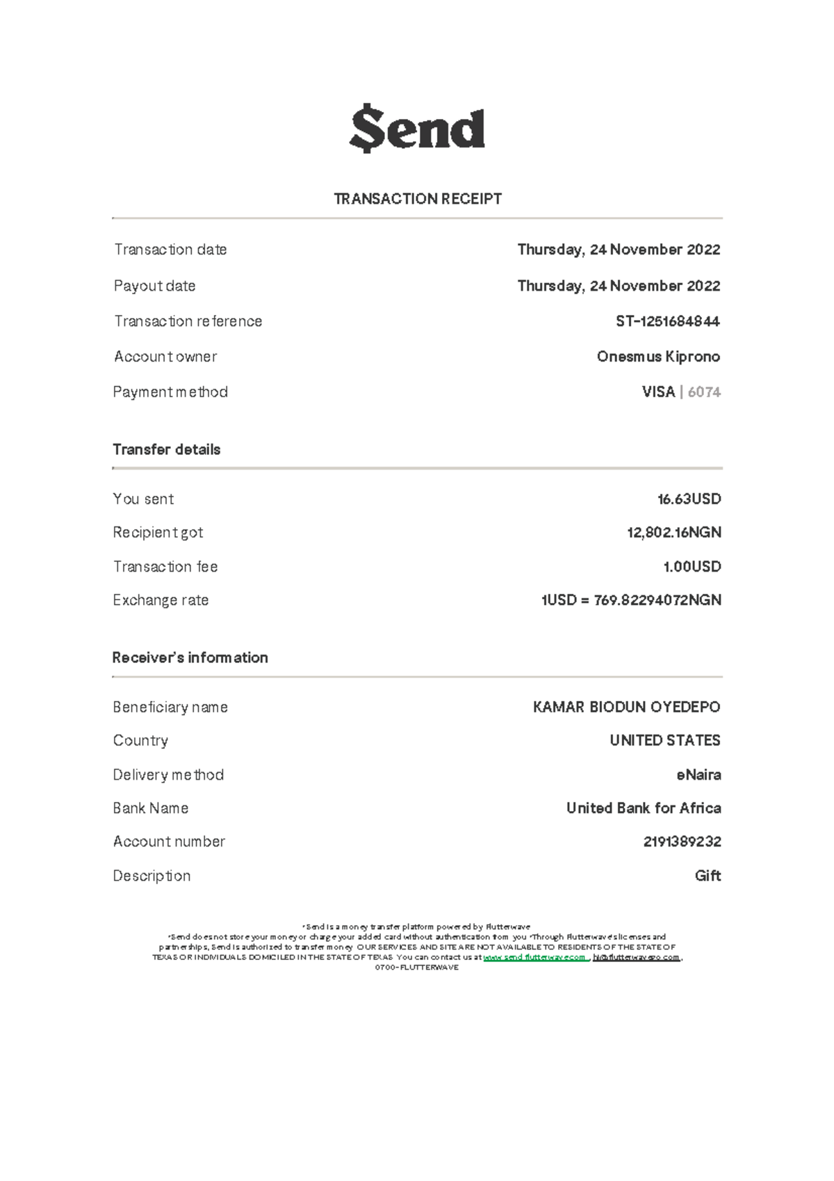Receipt ST-1251684844 - TRANSACTION RECEIPT Transaction date Thursday ...