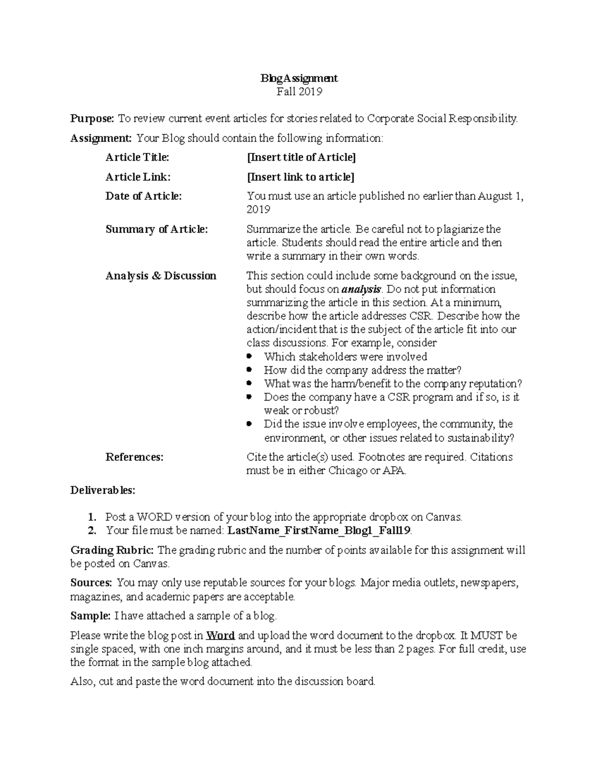 Blog Assignment - These are lecture notes for the exam. - Blog ...