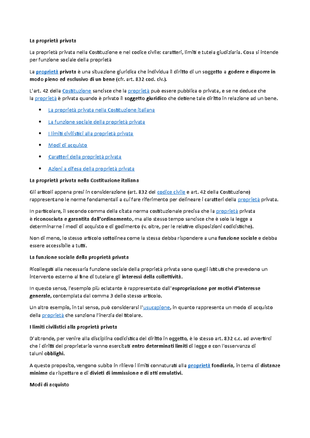 Proprietà - appunti - La proprietà privata La proprietà privata nella ...
