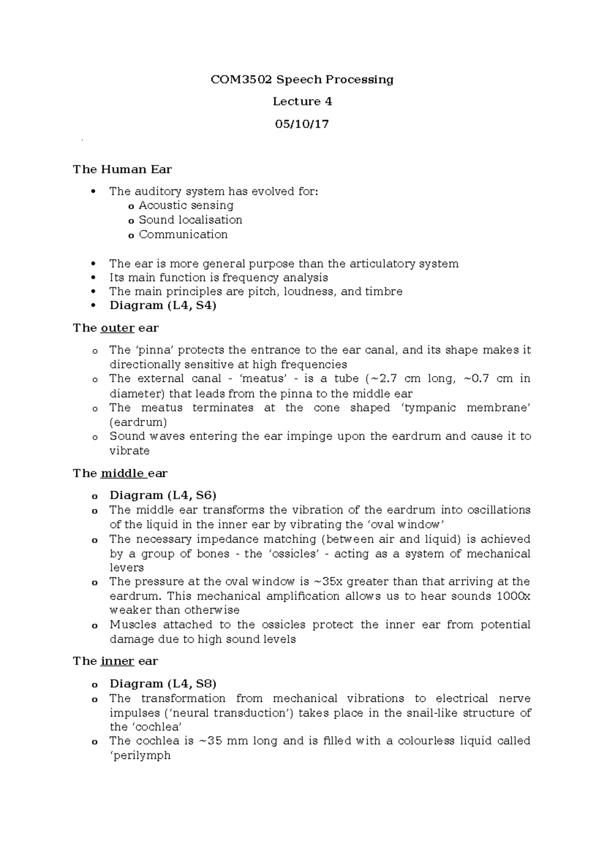 Lecture 4 - Speech Processing - COM3502 Speech Processing Lecture 4 05 ...