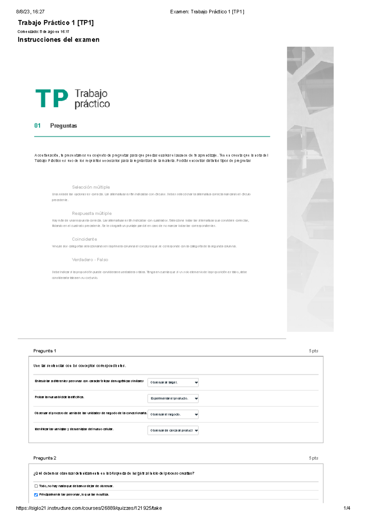 Examen Trabajo Práctico 1 [TP1] creacion publicitaria 90% - Trabajo Práctico 1 [TP1] Comenzado ...