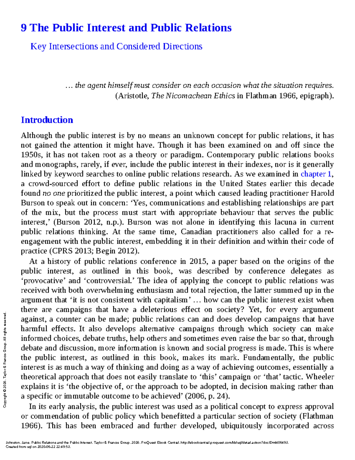 Public Relations & the Public Interest ch 9 Johnston - 9 The Public Interest and Public ...