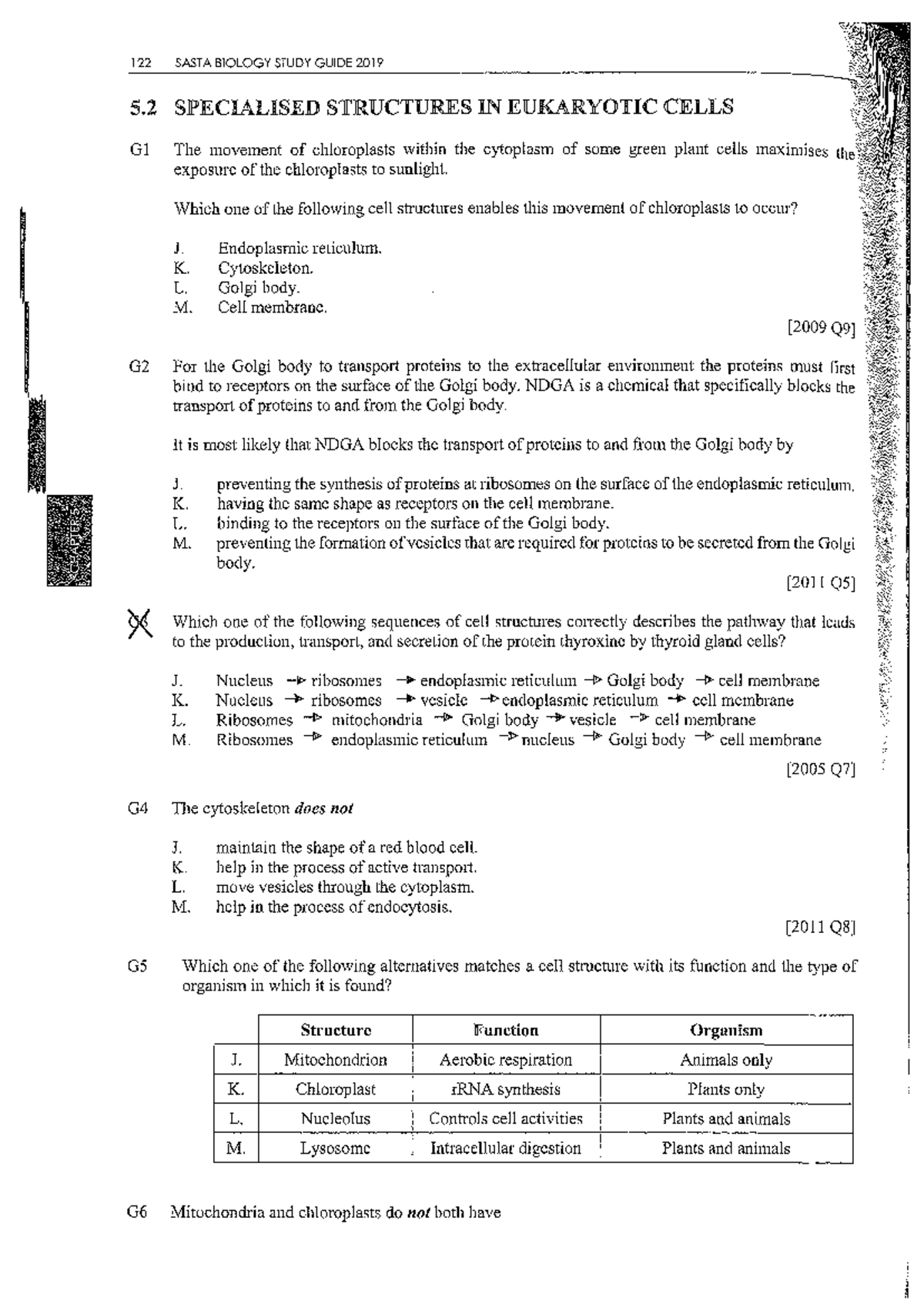 Organelles Questions - Worksheet - chem102 - Monash - Studocu