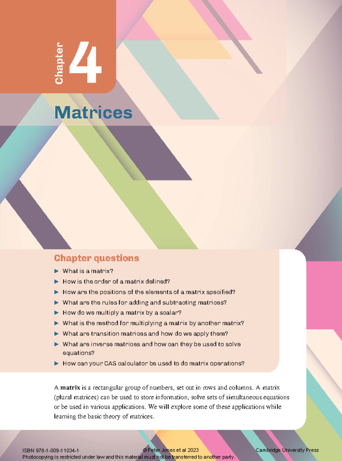 GM12 2ed Ch04 - ch4 for the math - Chapter 4 Matrices Chapter questions ...