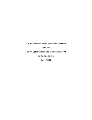 IHP 501 Module Six 6-2 Project Prep Short Paper - 6-2 Project ...