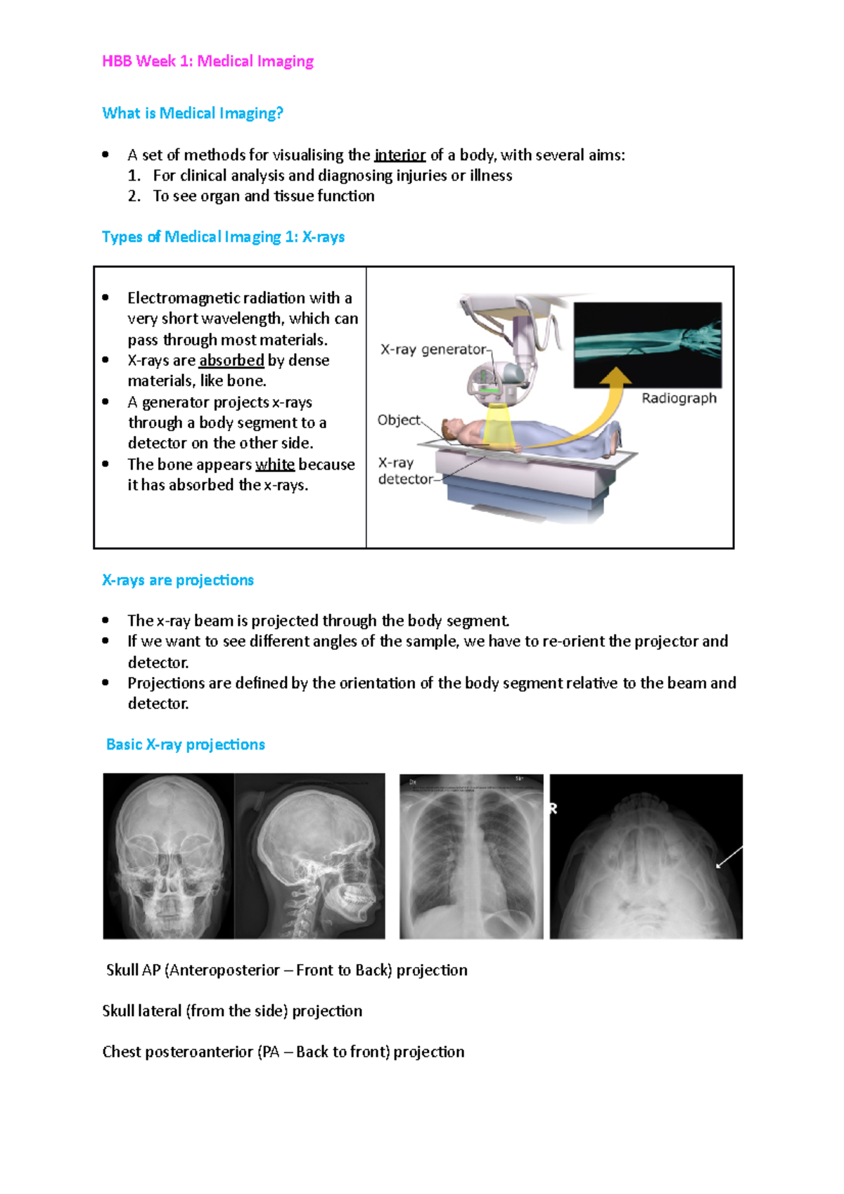 Week 1 Medical Imaging Notes - What is Medical Imaging? A set of ...
