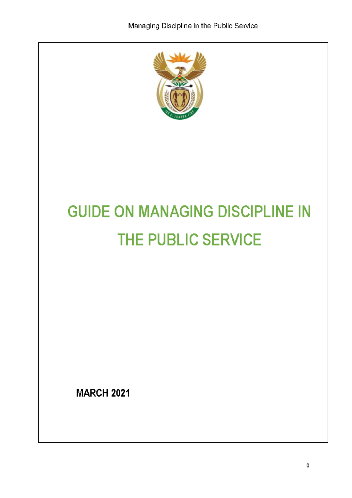Disicpline Management Guide - GUIDE ON MANAGING DISCIPLINE IN THE ...