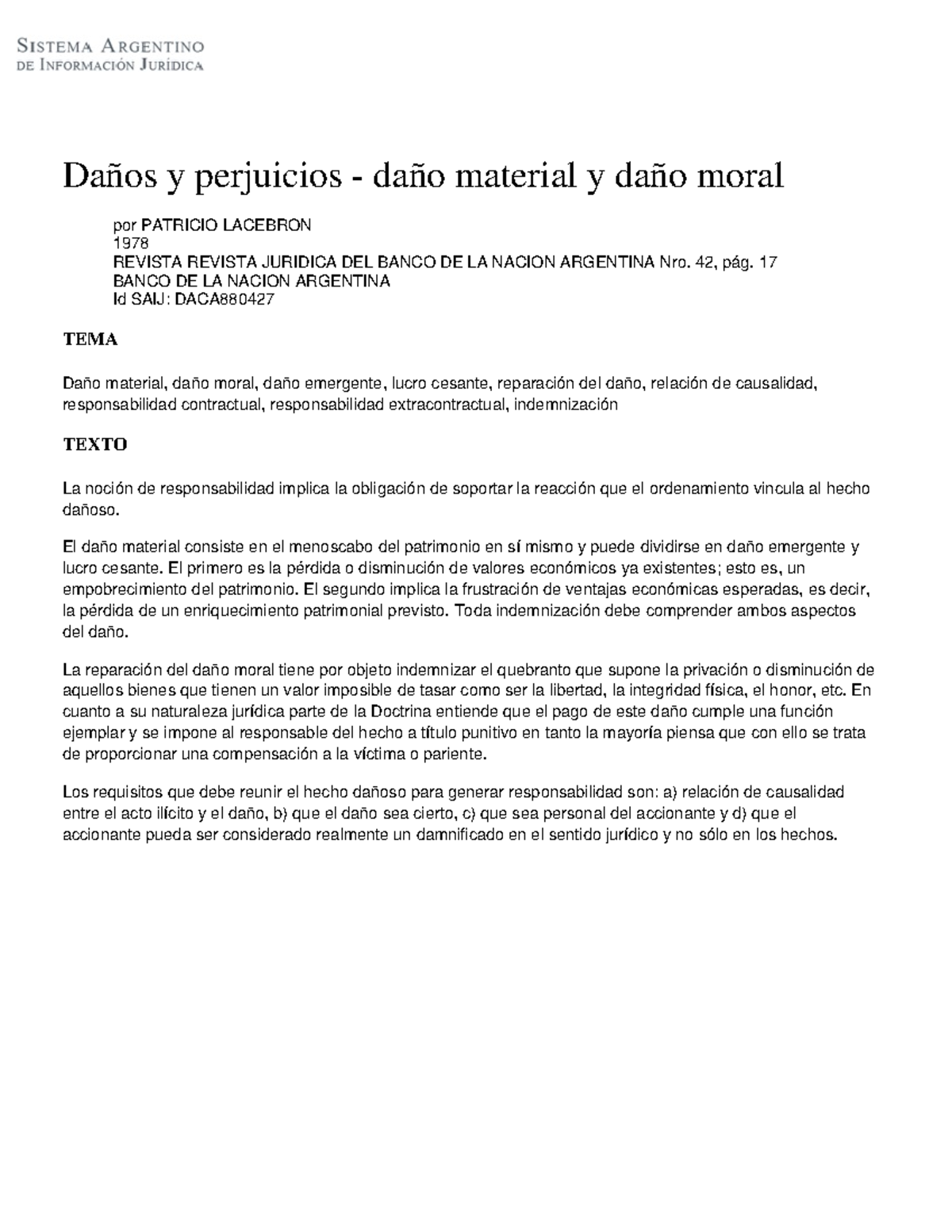Daños y perjuicios - daño material y daño moral - Daños y perjuicios ...