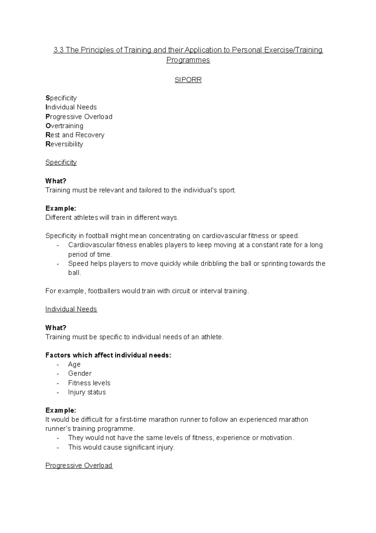 3.3 The Principles of Training and their Application to Personal ...