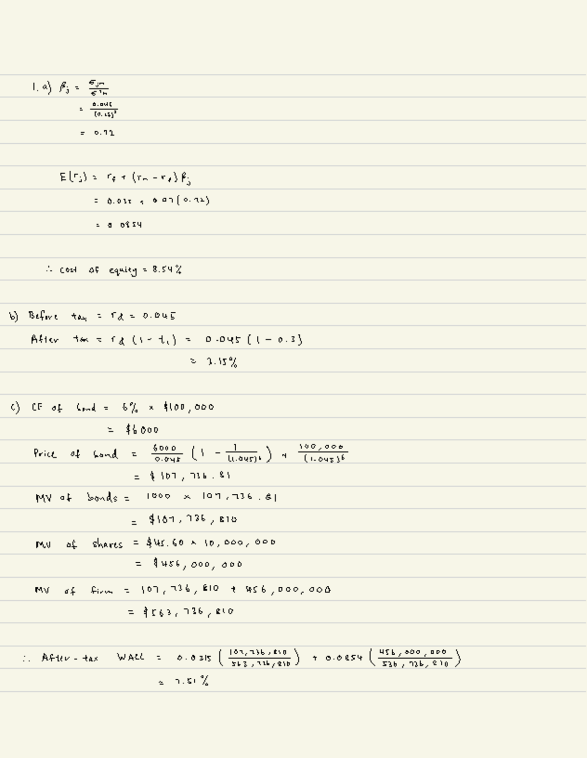 Finance Exam Review: WACC, Cost of Equity, and EPS Analysis - 1. a) j ...